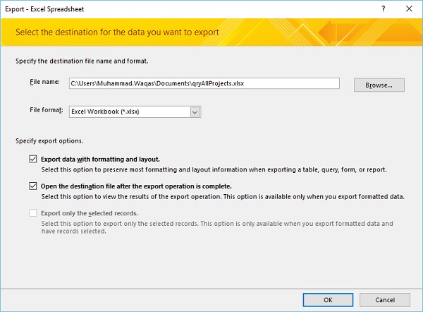 Ms Access数据导出 Access 教程