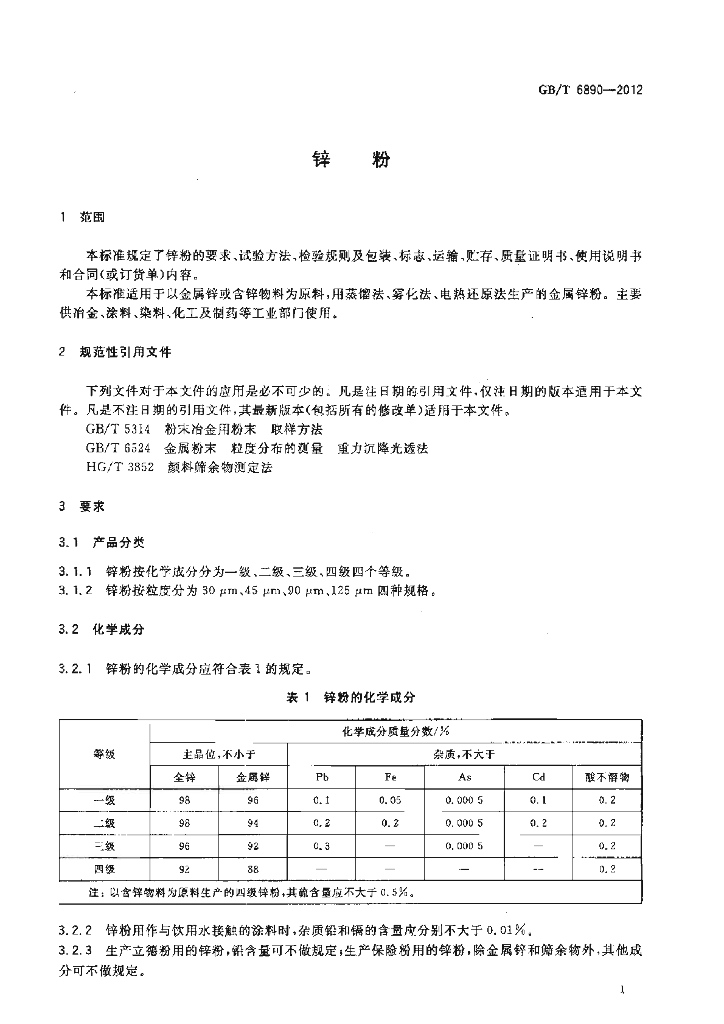 GB/T 6890-2012 锌粉_国家标准 - 电子标准网